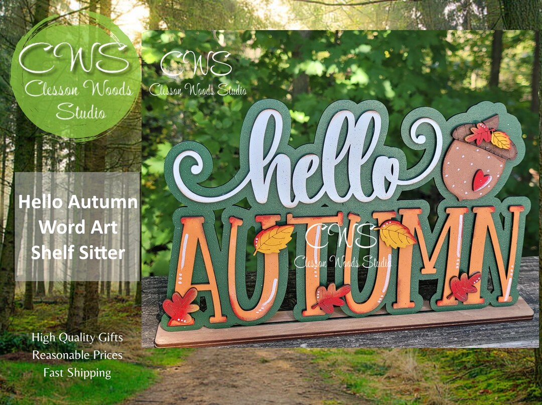 Hello Autumn Word Art Shelf Sitter - Etsy