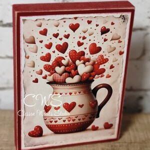 Valentine Pitcher of Hearts Wood Block Sign - Etsy