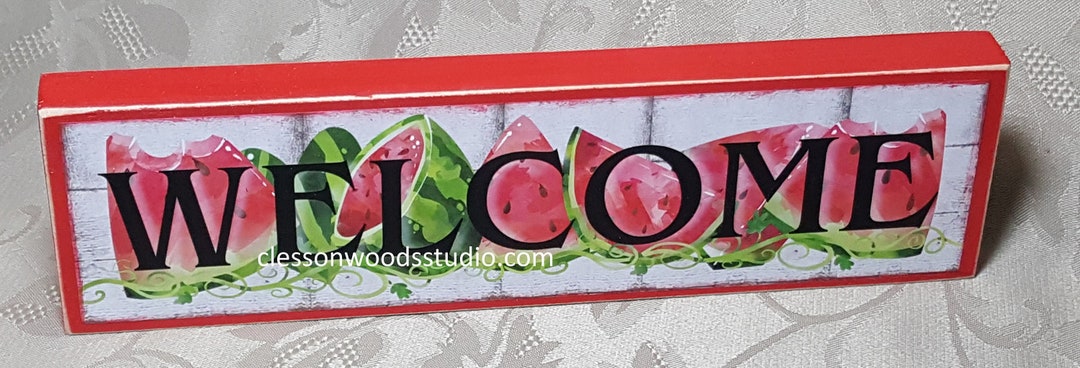 Welcome Watermelon Wood Sign - Etsy