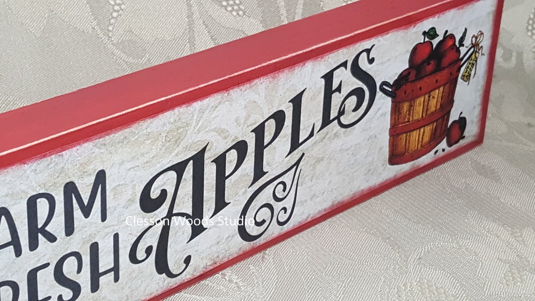 Farm Fresh Apples Horizontal Wood Sign - Etsy