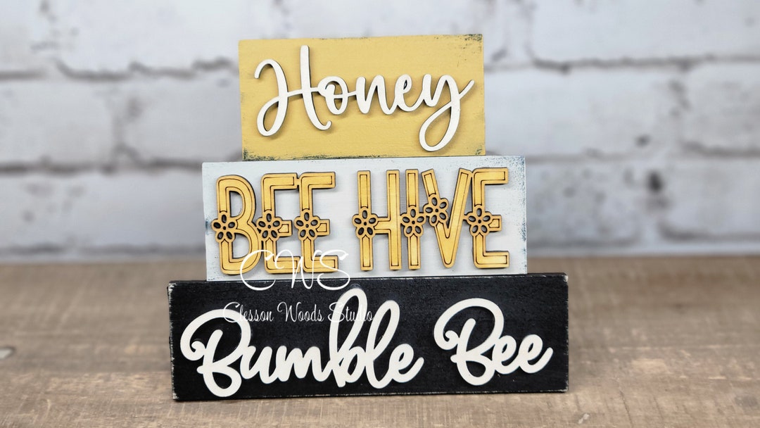 Honey Bee Hive Bumble Bee Mini Wood Word Block Sign - Etsy