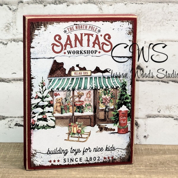 Wood Block Santa - Etsy