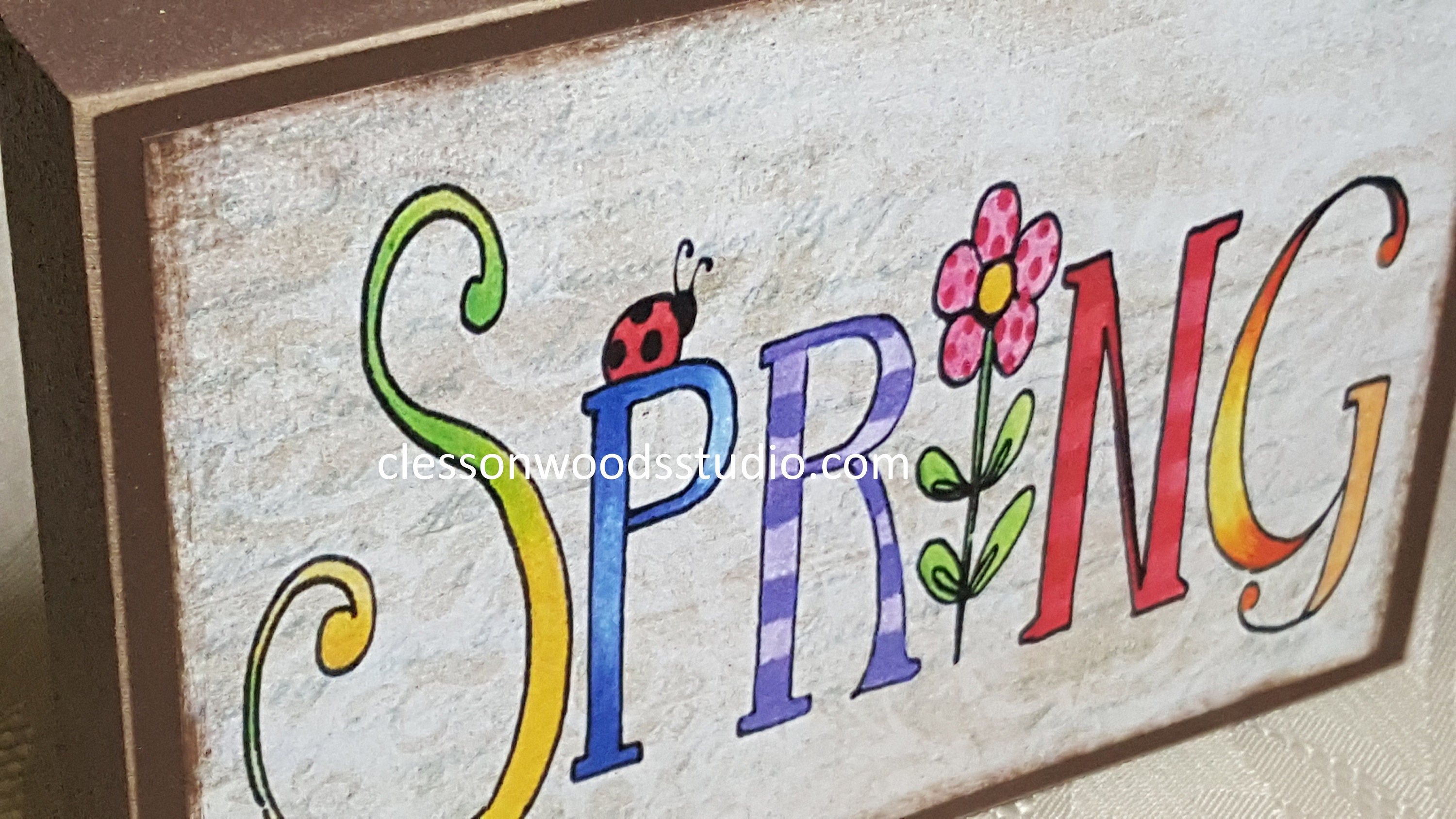 Spring Small Wood Block Sign | Etsy