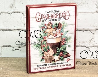 Wood Block Gingerbread Family, Wooden Gingerbread Man Shelf Decor - Etsy