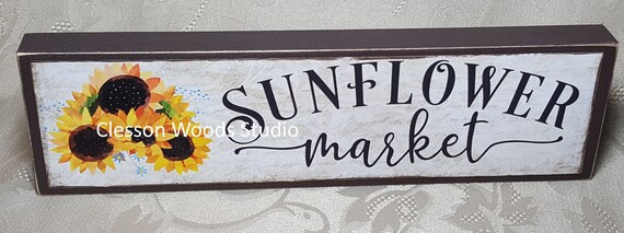 Sunflower Market Horizontal Wood Sign | Etsy