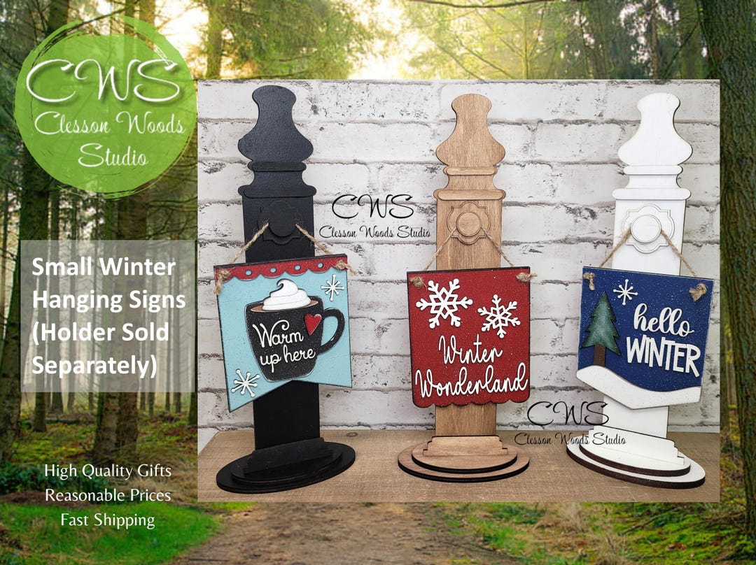 Small Winter Hanging Signs - Small Sign Post Sold Separately - Etsy
