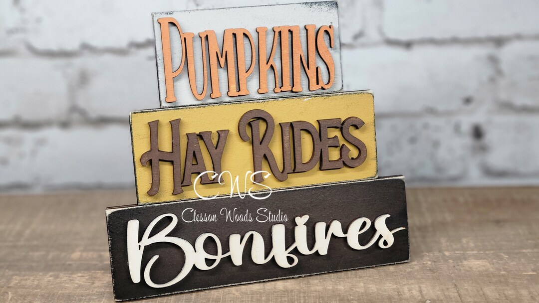 Pumpkins Hay Rides Bonfires Mini Wood Word Block Sign - Etsy