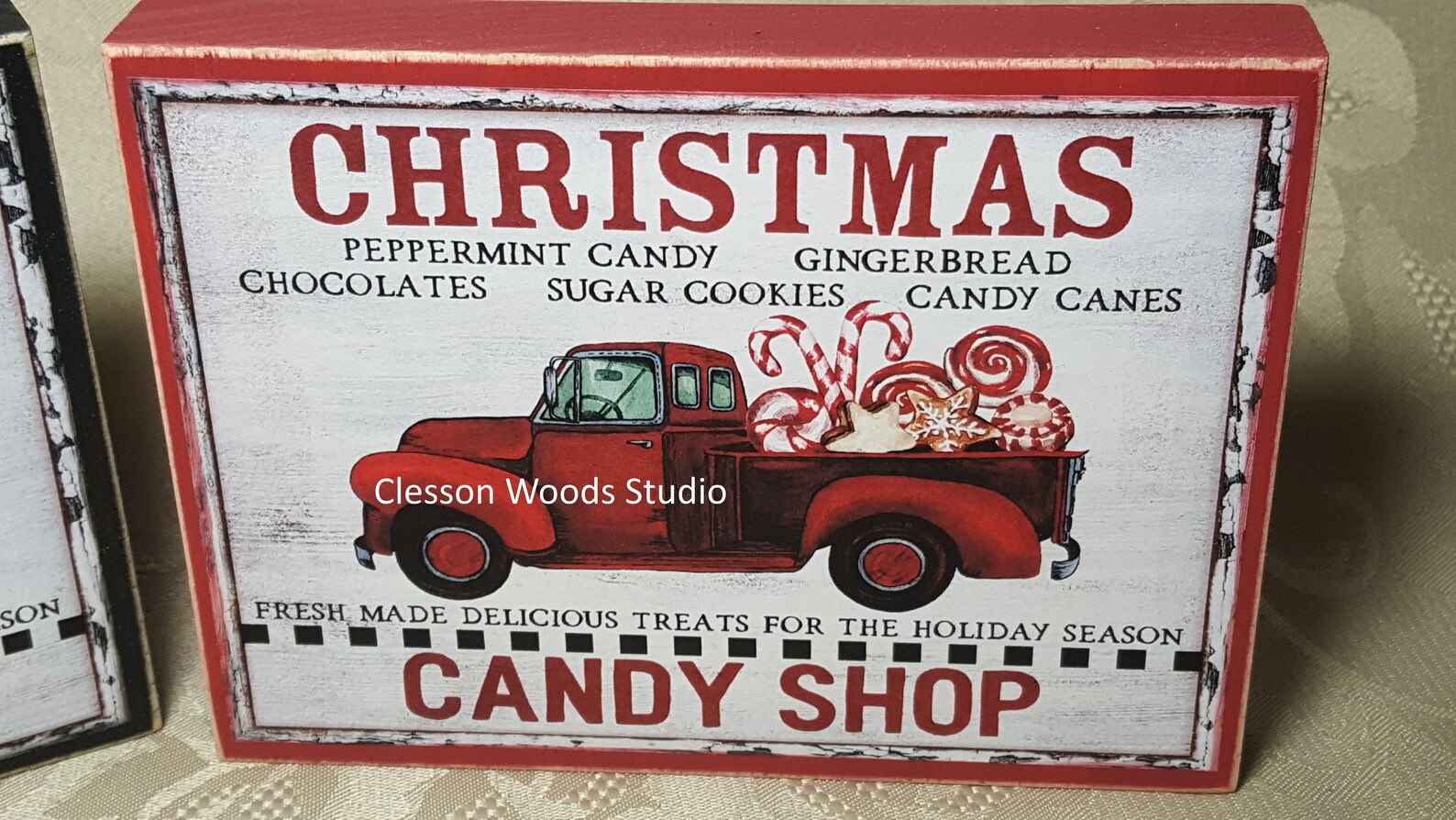 Vintage Truck Christmas Candy Shop Wood Block Sign - Etsy
