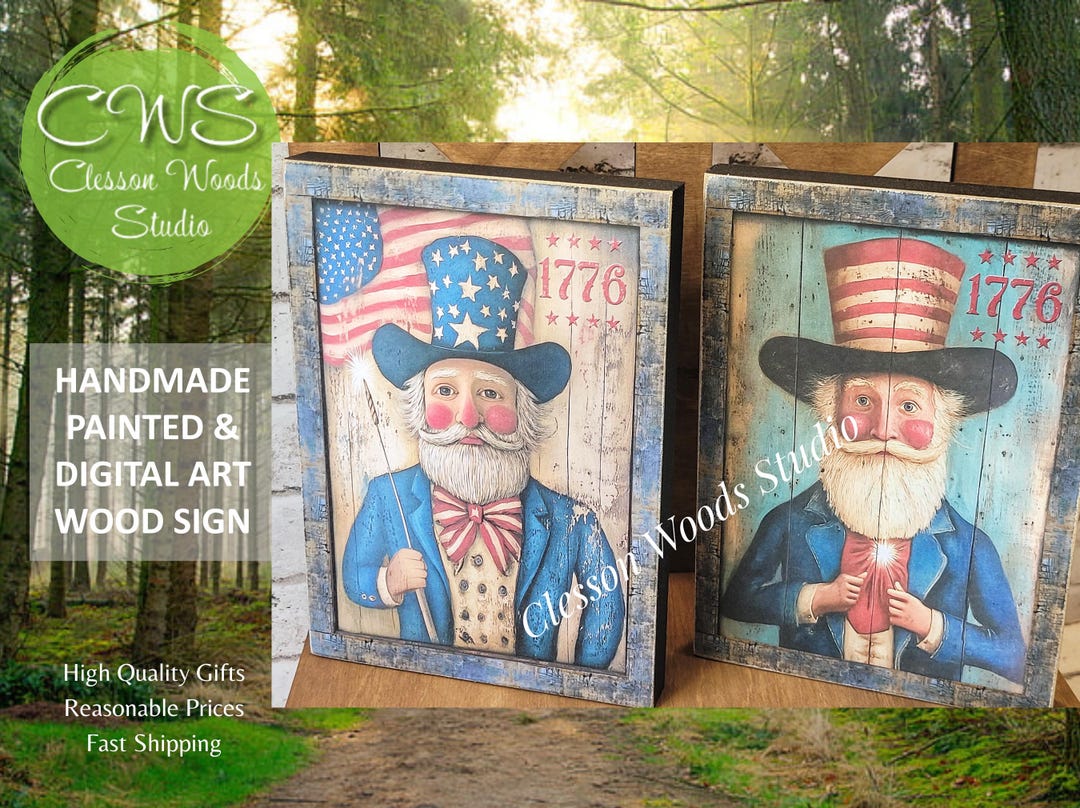 Primitive Uncle Sam Wood Block Signs - Etsy
