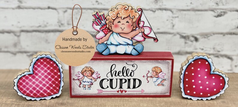 Hello Cupid Valentines 4 Piece Wood Block Set - Etsy