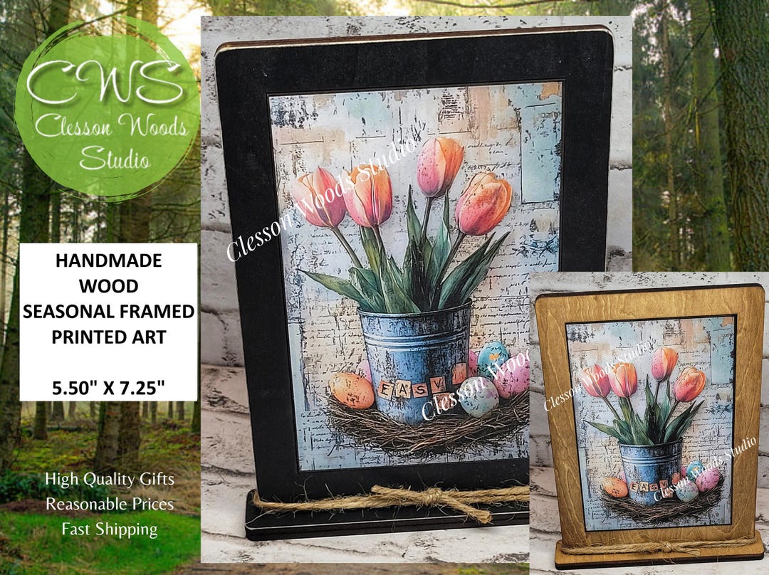 Primitive Spring Tulips Framed Art With Attached Stand - Etsy