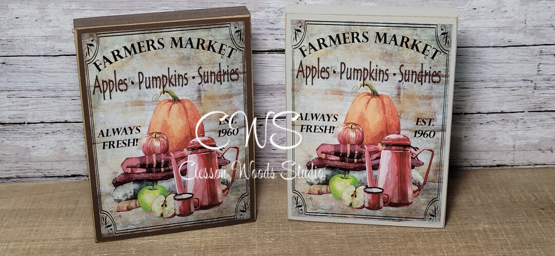 Farmers Market Apples Pumpkins Sundries Wood Sign - Etsy