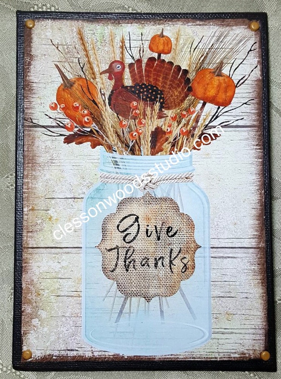 Give Thanks Mason Jar 5x7 Canvas Insert - Etsy