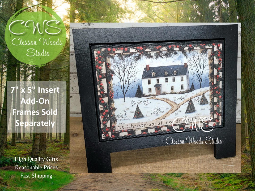 Primitive Saltbox House With Pine Trees Winter 7x5 Insert Add-on - Etsy