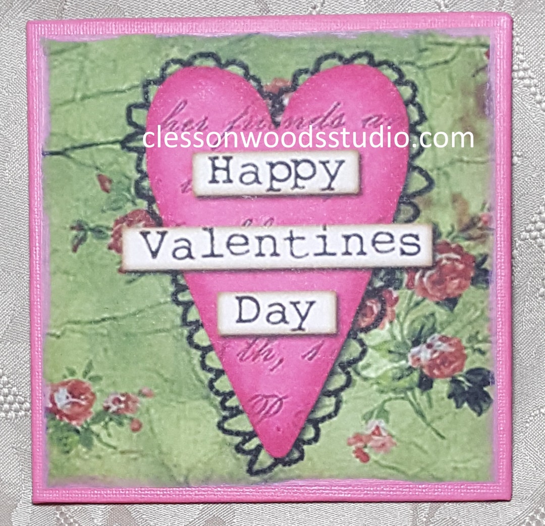 Happy Valentine's Heart 5x5 Canvas Panel - Etsy.de