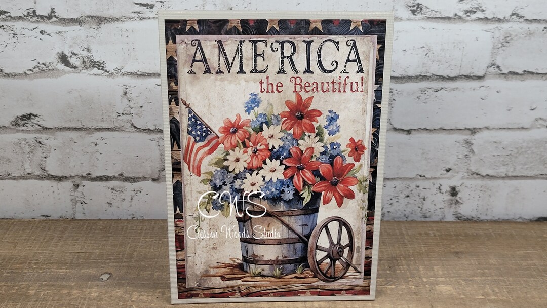 America the Beautiful July Flowers 5x7 Canvas Insert - Etsy