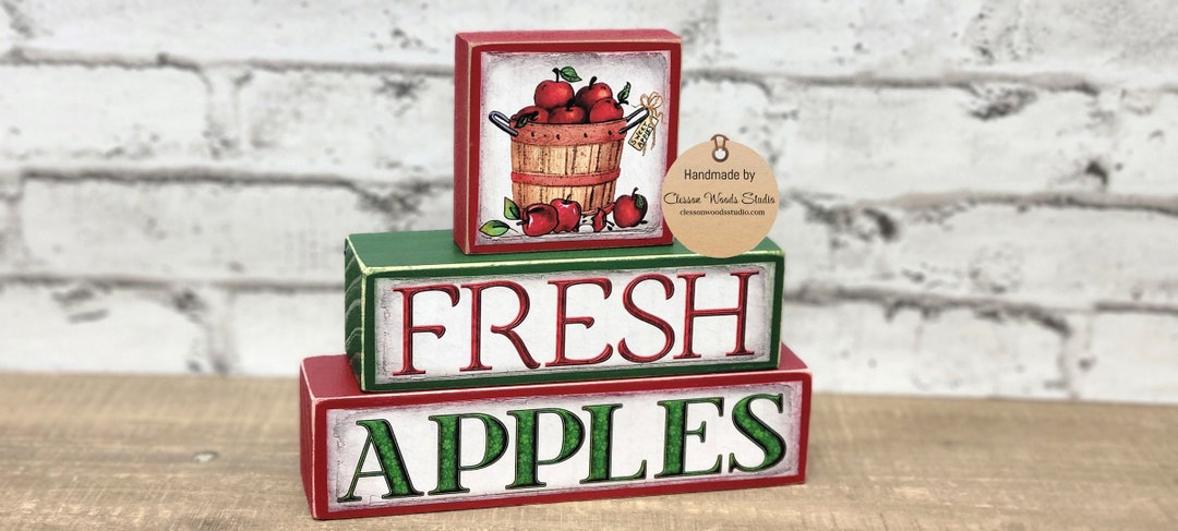 Fresh Apples 3 Piece Wood Block Stack - Etsy