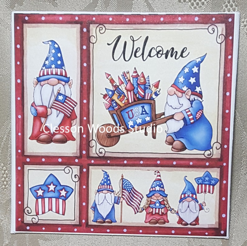 Patriotic Gnomes red Frame 5x5 Canvas Panel - Etsy