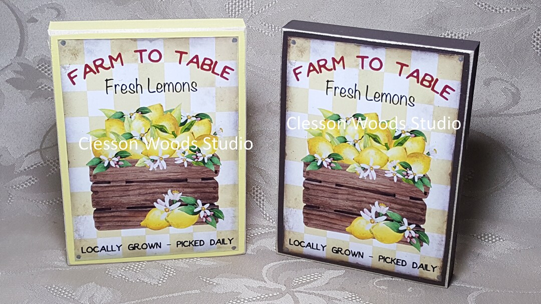 Farm to Table Fresh Lemons Wood Block Sign - Etsy