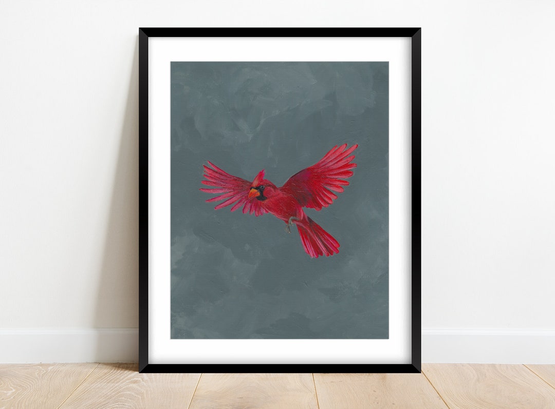 Cardinal Acrylic Painting Print - Etsy