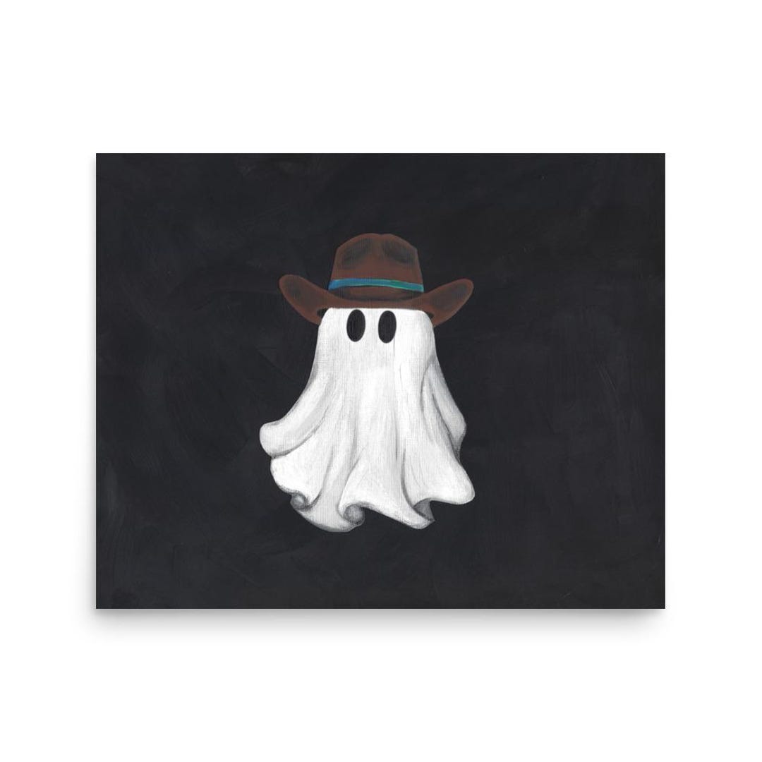 Ghost Cowboy Painting Print Black - Etsy