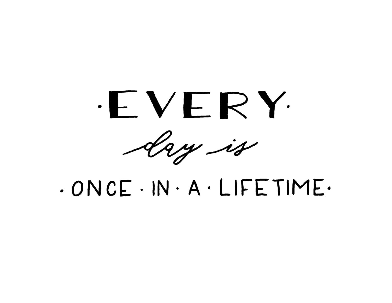 Every Day is Once in a Lifetime Handlettered Digital Art - Etsy
