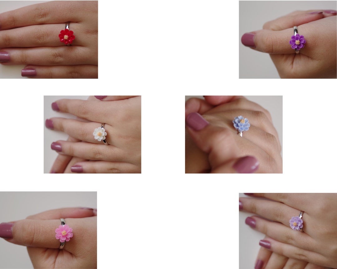 Delicate Flower Ring - Adjustable Rings for Women - Sunflower Ring ...