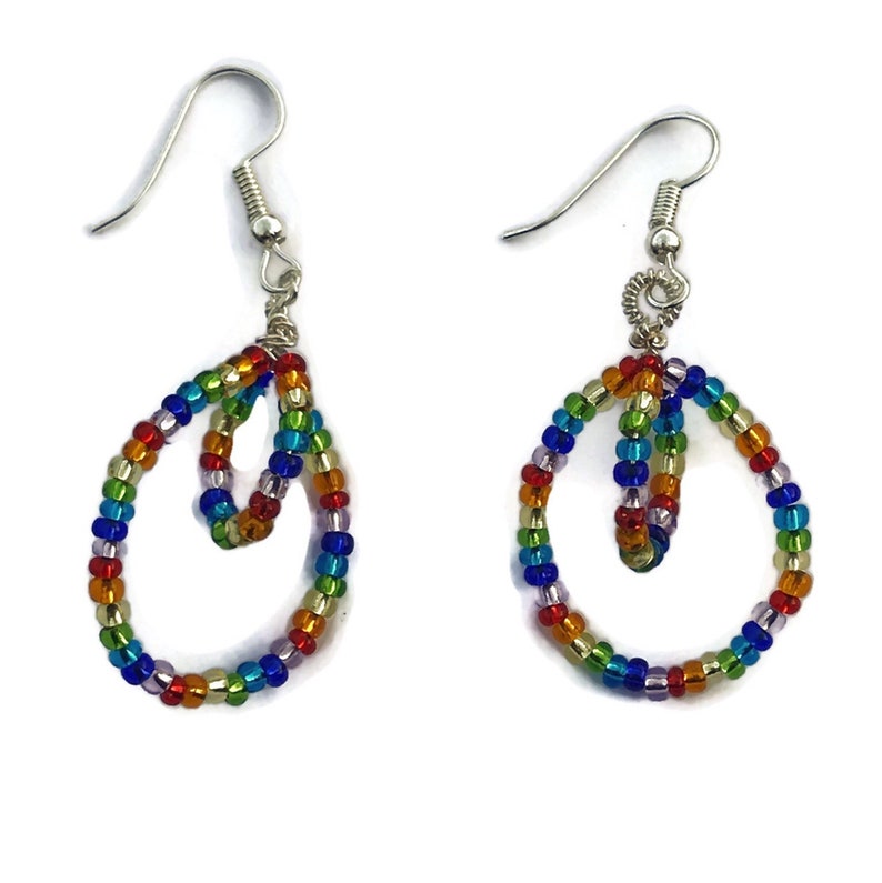 Rainbow Earrings Rainbow Seed Bead Earrings Lgbt Earrings Etsy
