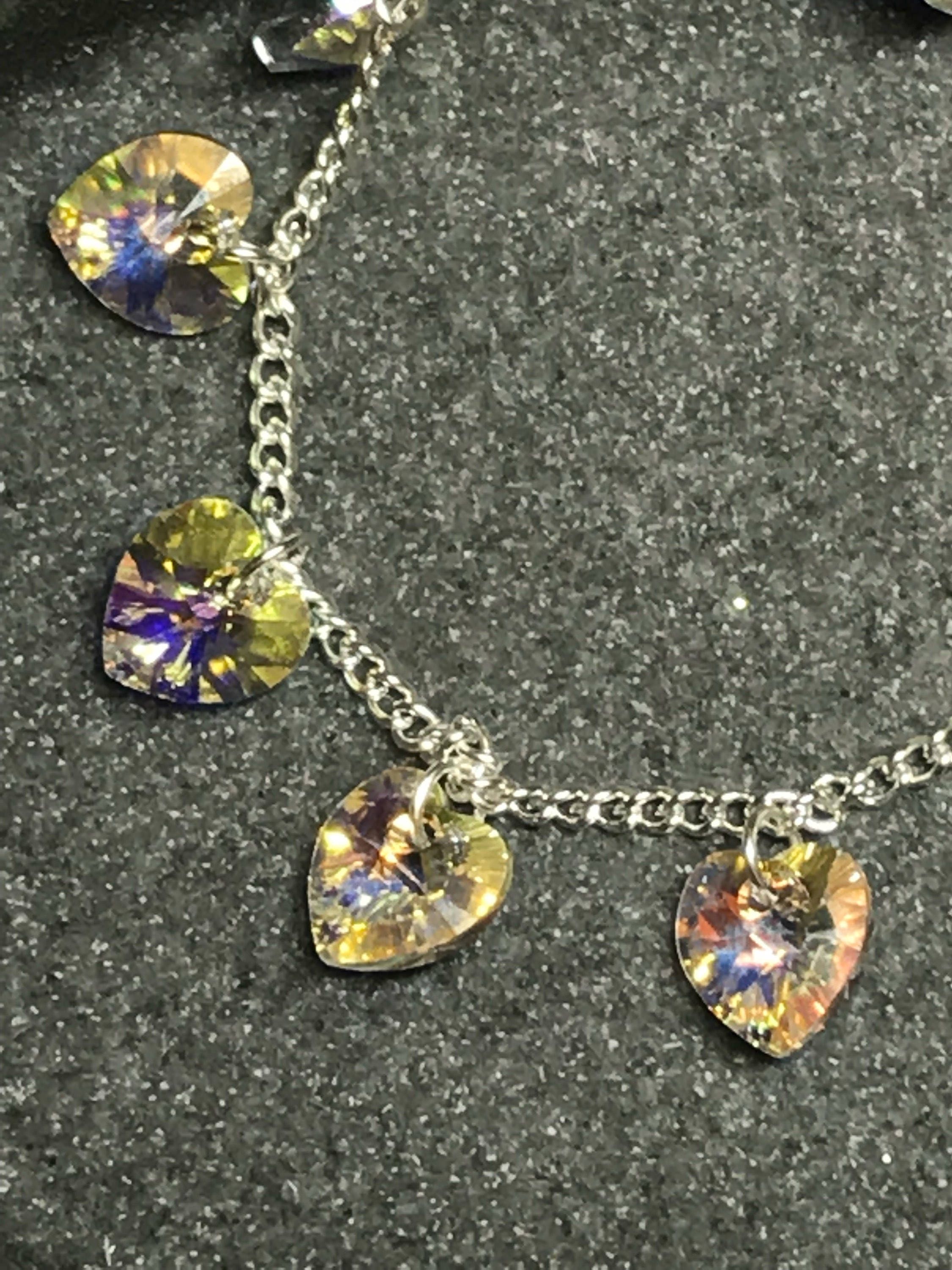 Swarovski Crystal Heart Charm Bracelet Valentines Day Gift | Etsy