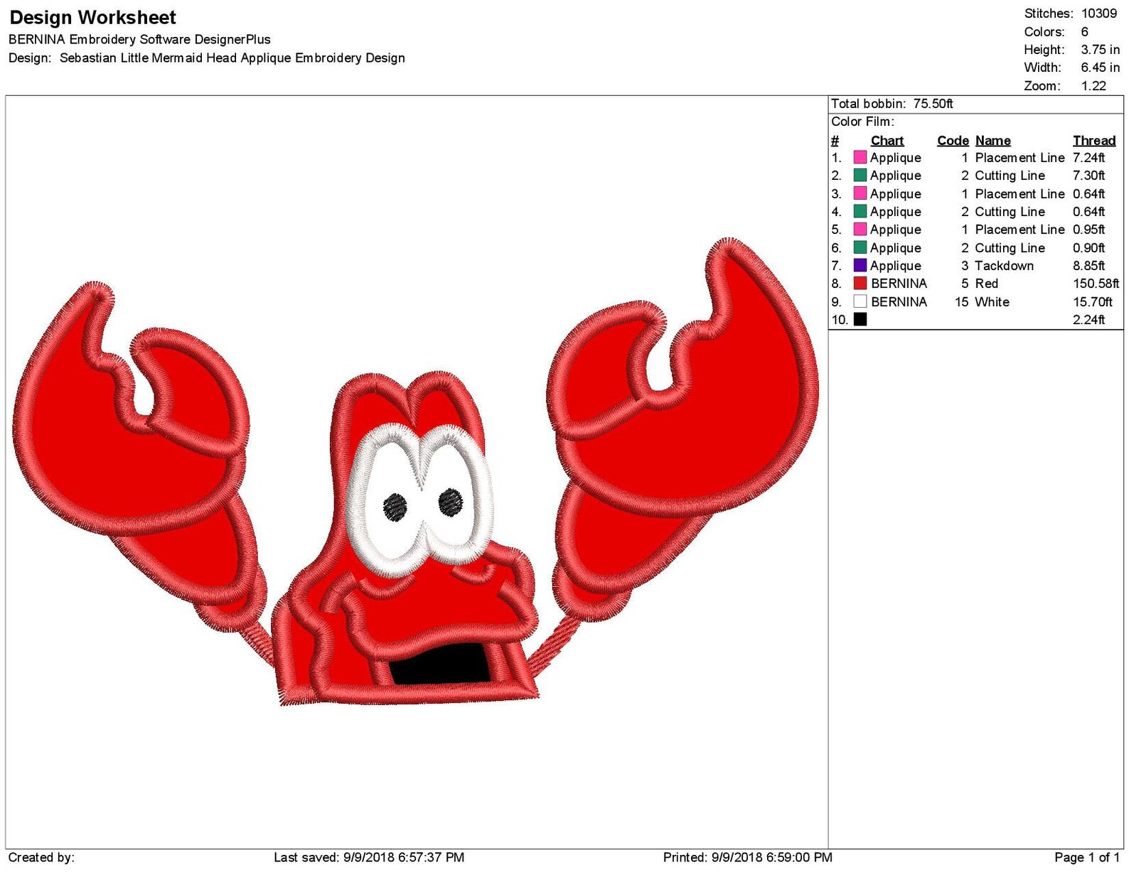 Sebastian Little Mermaid Head Applique Embroidery Design - Etsy