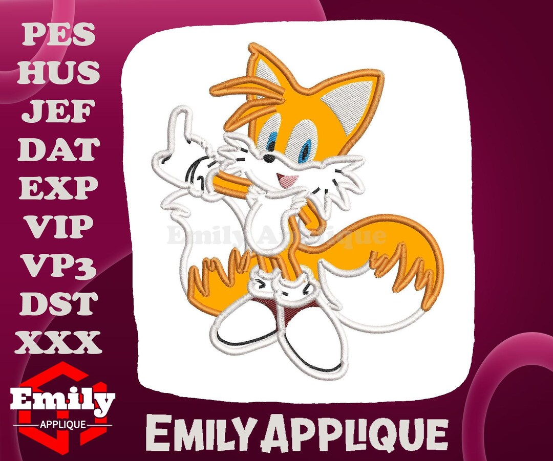 Miles_tails_prower_sonic_applique_design_02 12 Formats - Instant ...