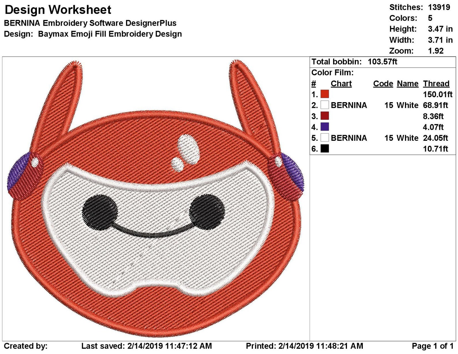 Baymax Emoji Fill Embroidery Design Instant Download | Etsy