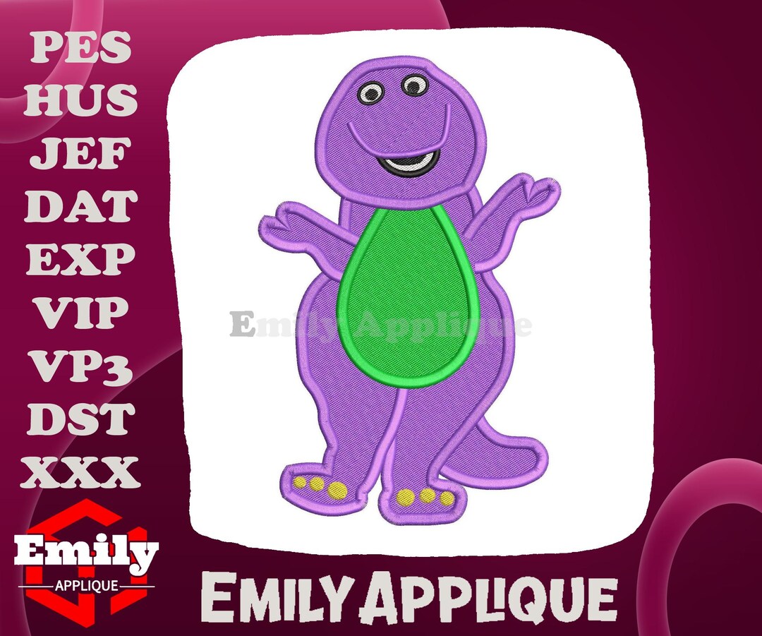 Barney_dinosaur_fill_machine_01_embroidery_design 12 Formats - Instant ...