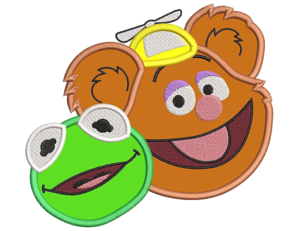 Kermit and Fozzie Muppet Baby Heads 02 Applique Embroidery | Etsy