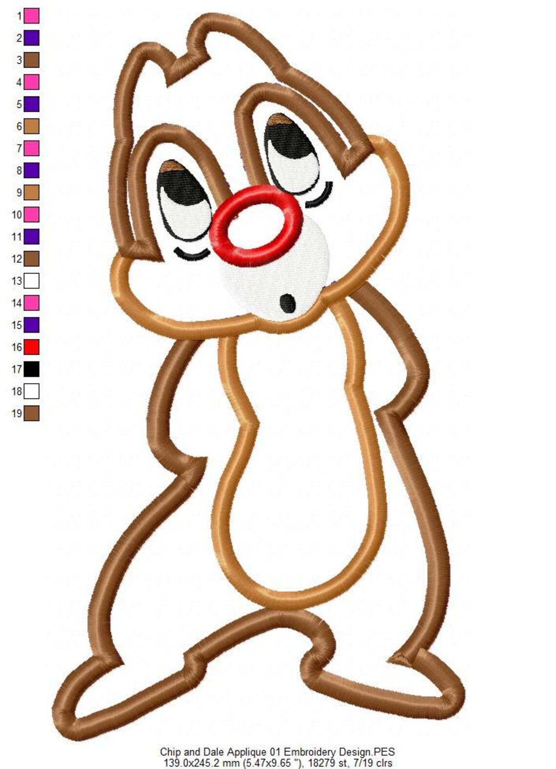 Chip and Dale Applique 01 Embroidery Design Chip and Dale - Etsy