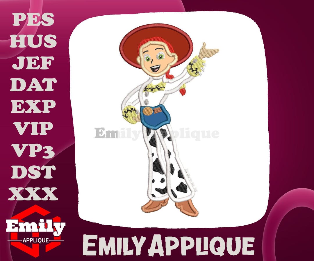 Jessie_toy_story_applique_02_embroidery_design 12 Formats - Instant ...