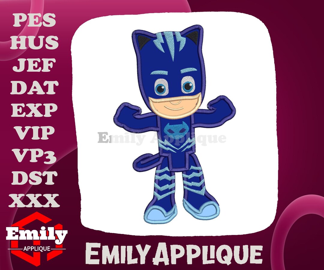 Catboy_pj_masks_applique_embroidery_design 12 Formats - Instant ...