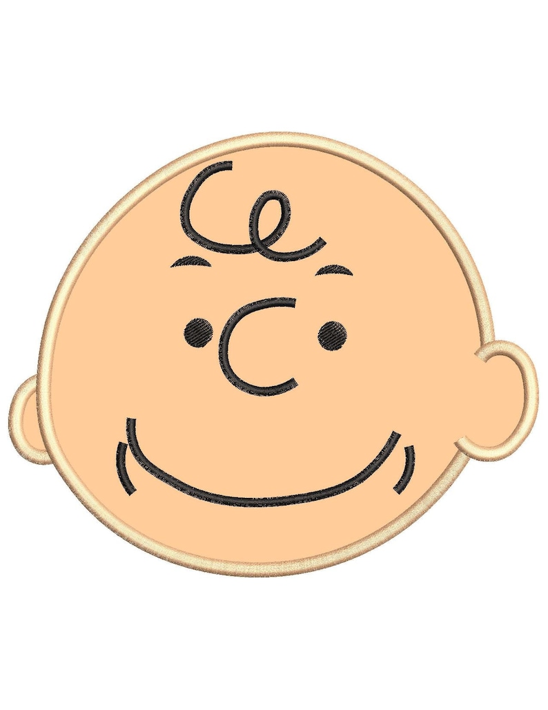 Charlie Brown Peanuts Full Head Applique Embroidery Design - Etsy Israel