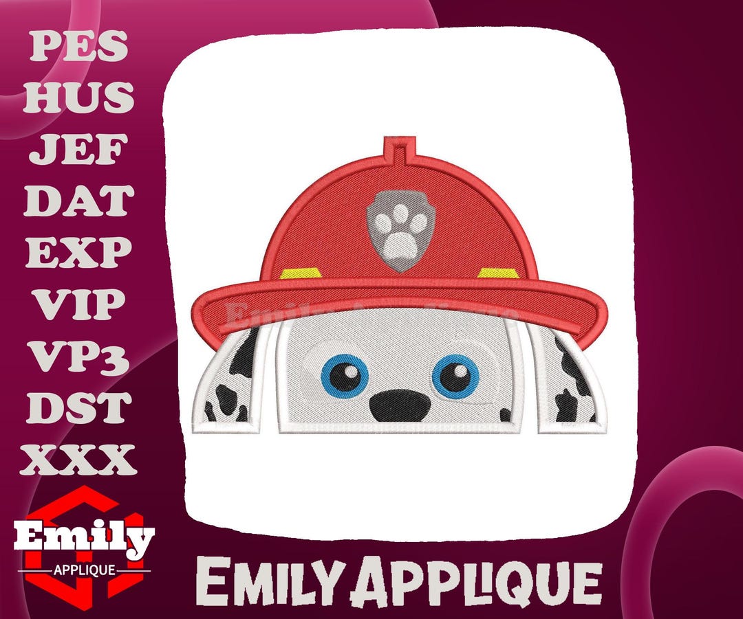 Marshall_paw_patrol_head_fill_machine_embroidery_design 12 Formats ...