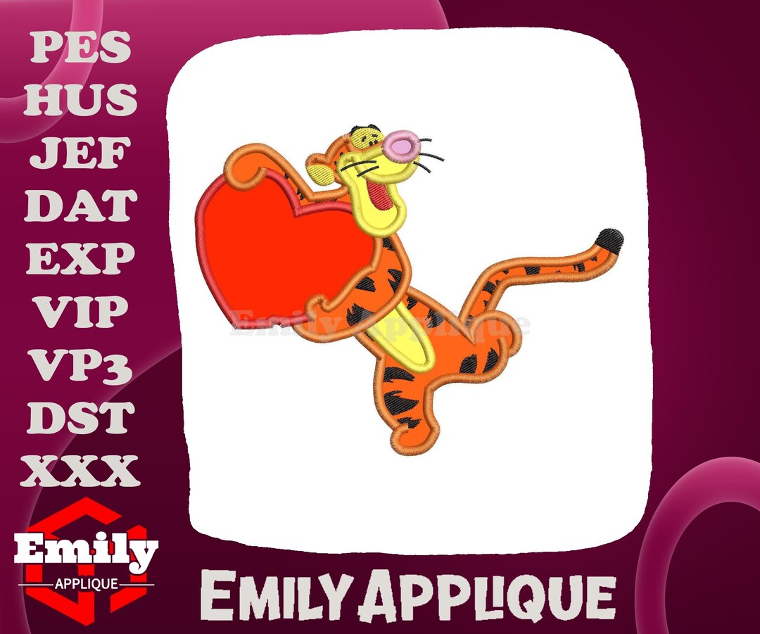 Tigger_winnie_the_pooh_with_heart_applique_design_01 12 Formats ...