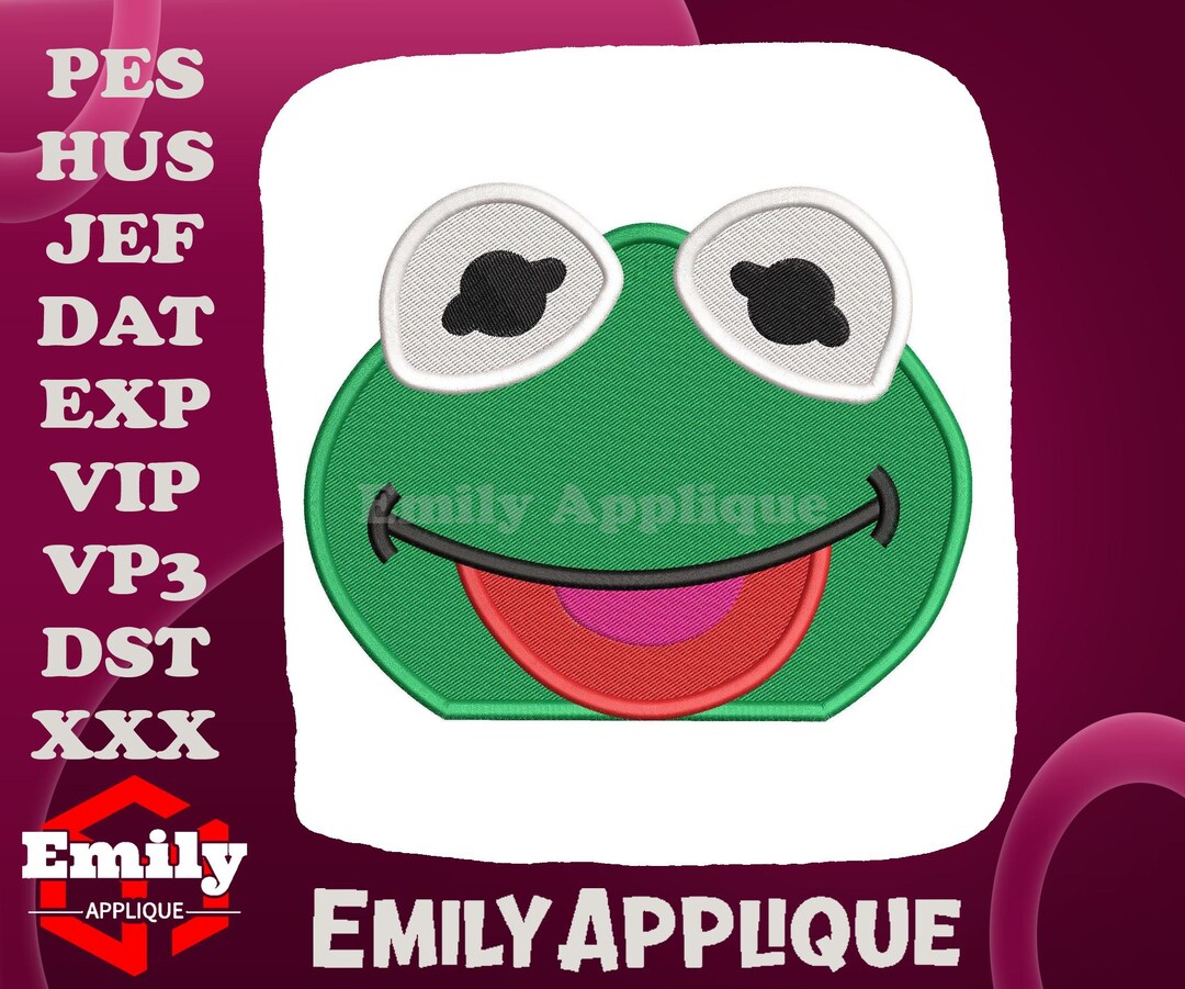 Kermit_muppet_baby_head_01_fill_machine_embroidery_design 12 Formats ...