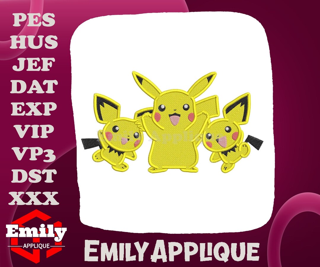 Pichu_to_pikachu_fill_embroidery_design_01 12 Formats - Instant ...