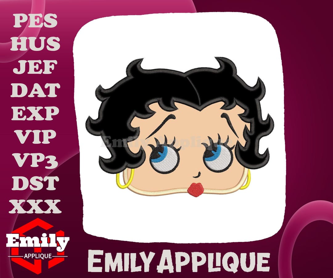 Betty_boop_head_applique_embroidery_design 12 Formats - Instant ...