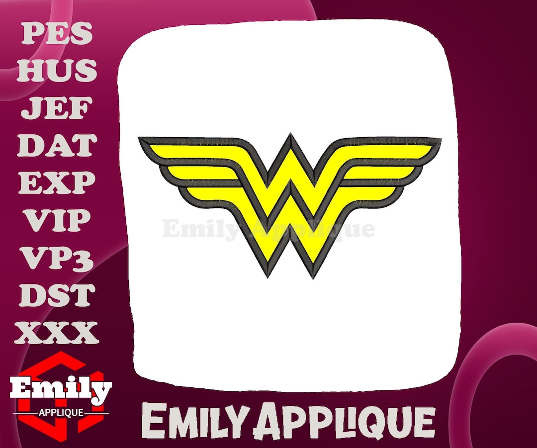 Wonder_woman_applique_embroidery_design 12 Formats - Instant Download ...