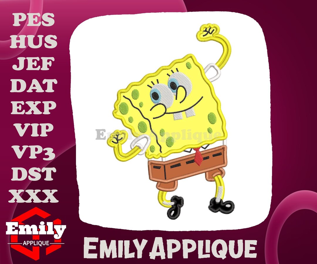 Spongebob_squarepants_applique_design_03 12 Formats - Instant Download ...