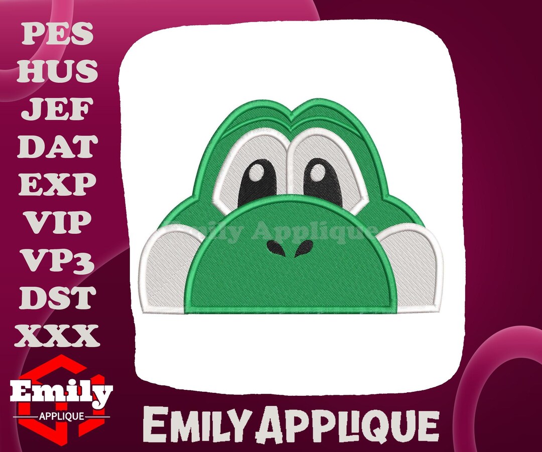 Yoshi_super_mario_head_fill_machine_embroidery_design 12 Formats ...
