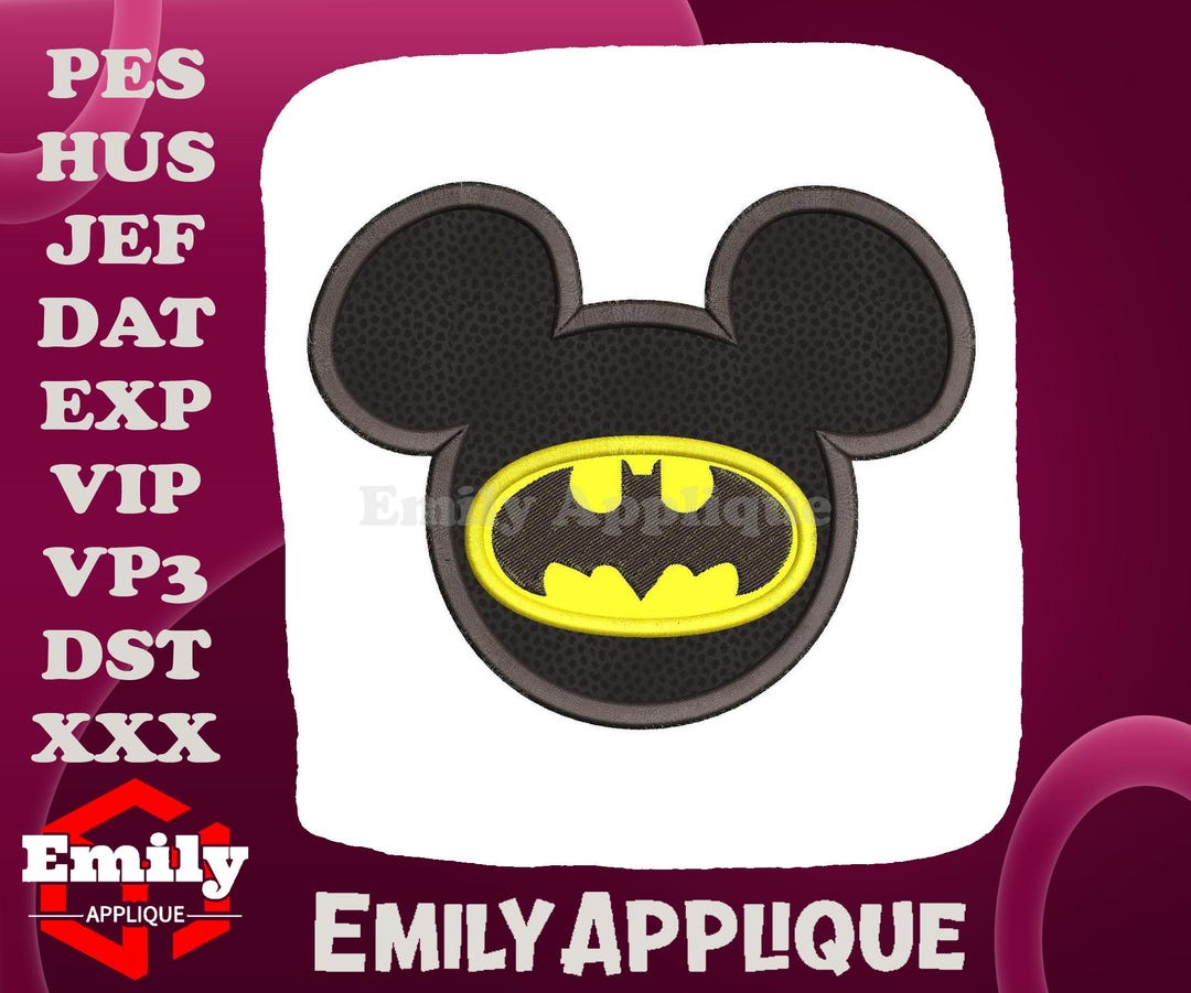 Mickey_mouse_batman_applique_design 12 Formats - Instant Download - Etsy