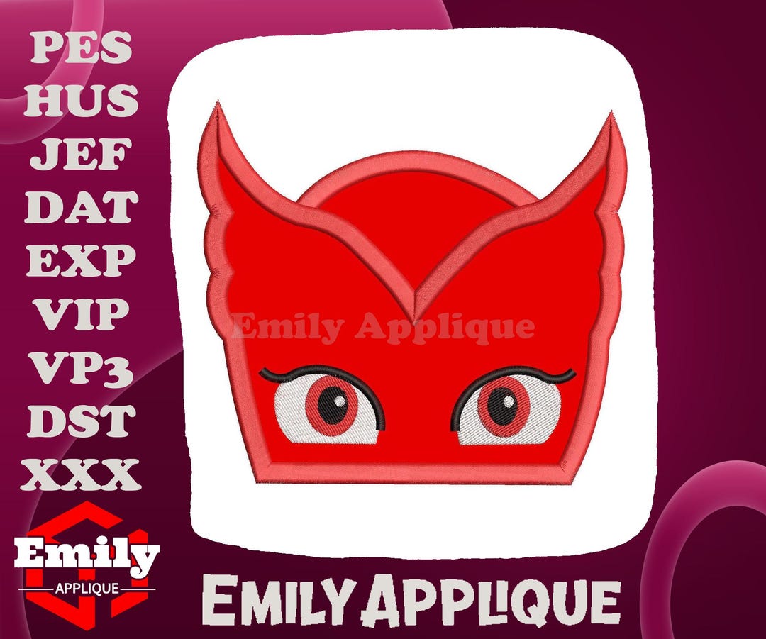 Owlette_pj_masks_applique_01_embroidery_design 12 Formats - Instant ...