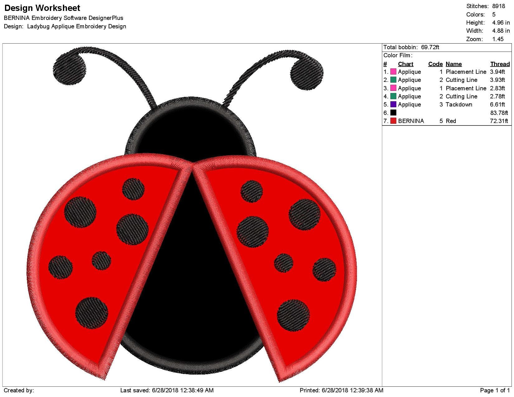 Ladybug Applique bordado diseño Descarga instantánea - Etsy México