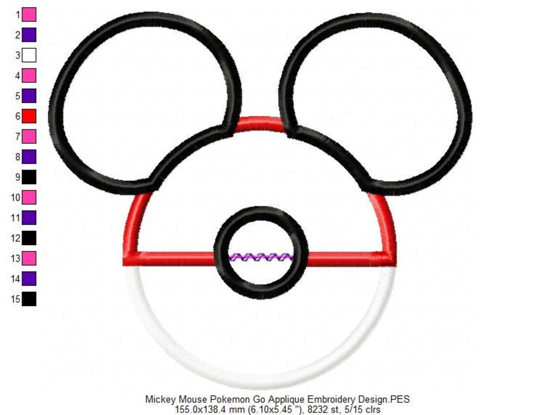 Mickey Mouse Pokemon Go Applique Embroidery Design - Etsy